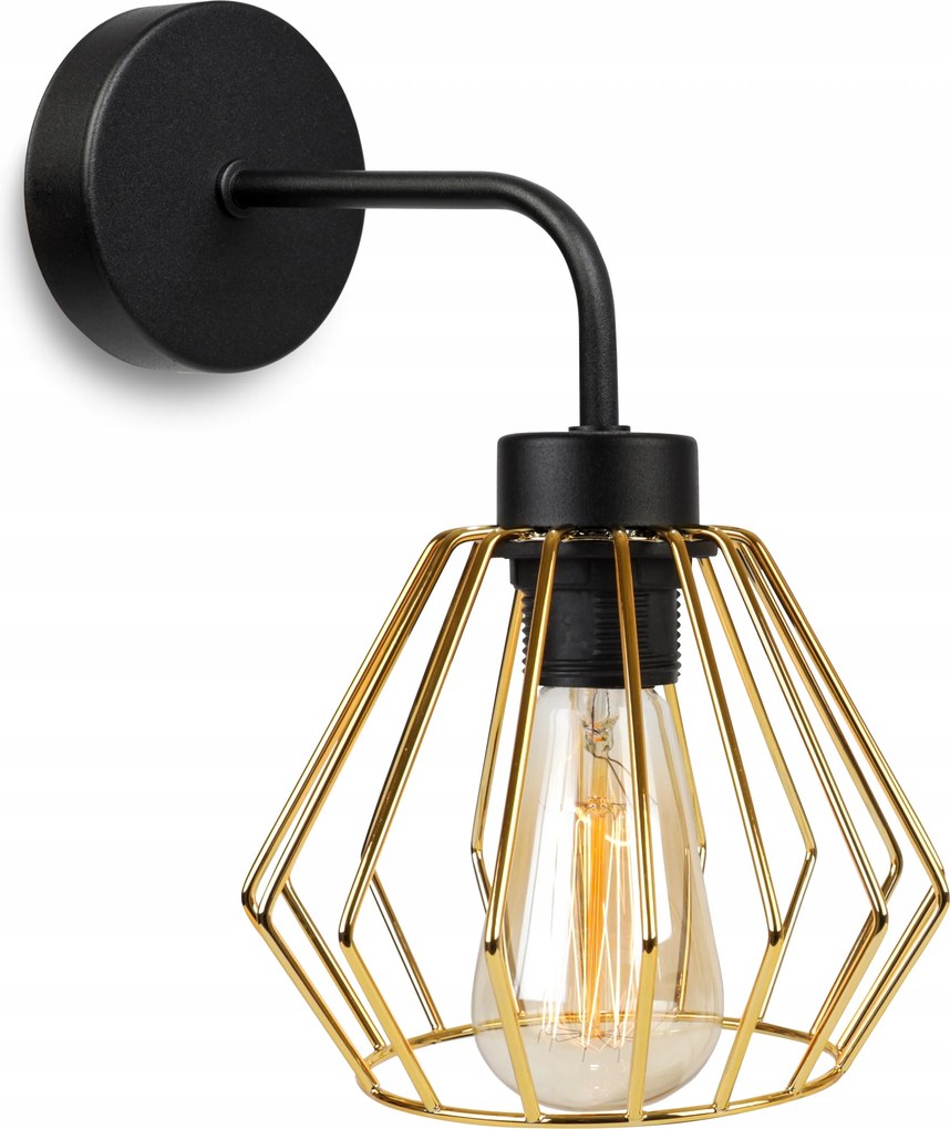 Elegantní Nástěnná Lampa Retro Drátěný Zlatý Loft