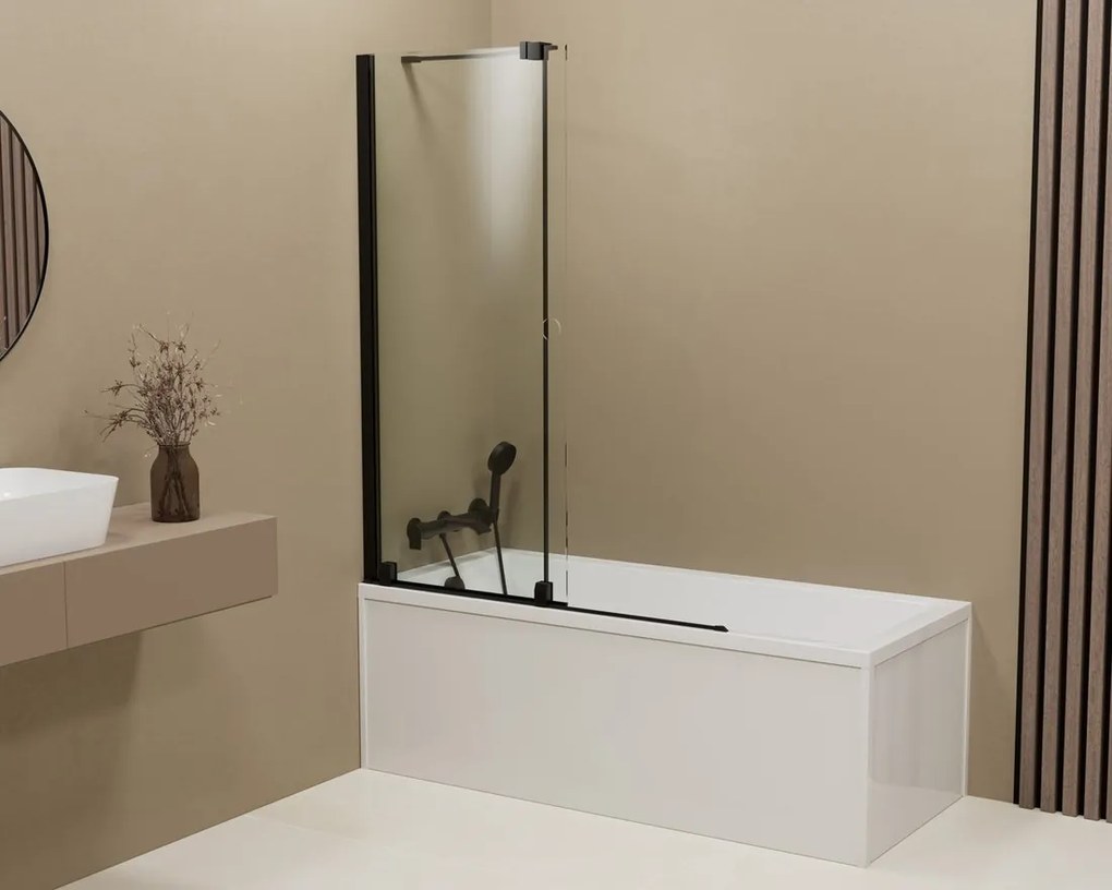 Polysan ROLLS BLACK vanová zástěna 120 x 150 cm posuvné černá čiré sklo BS-R120B