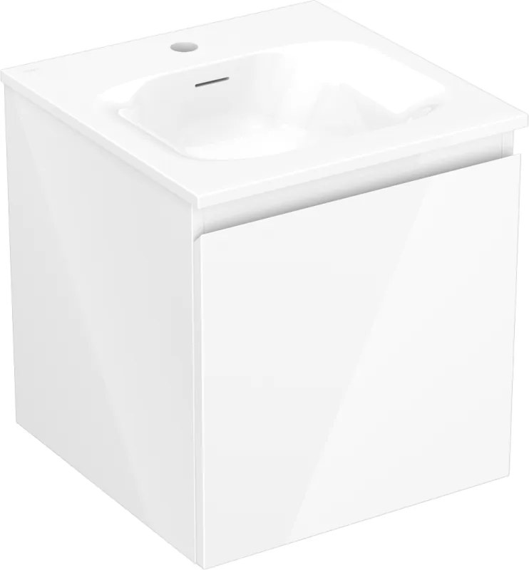 Mexen Orio, koupelnová skříňka 45 cm s umyvadlem Vela, 1 zásuvka, bílá lesklá, 91A10-04547-1-BF00-W23M00