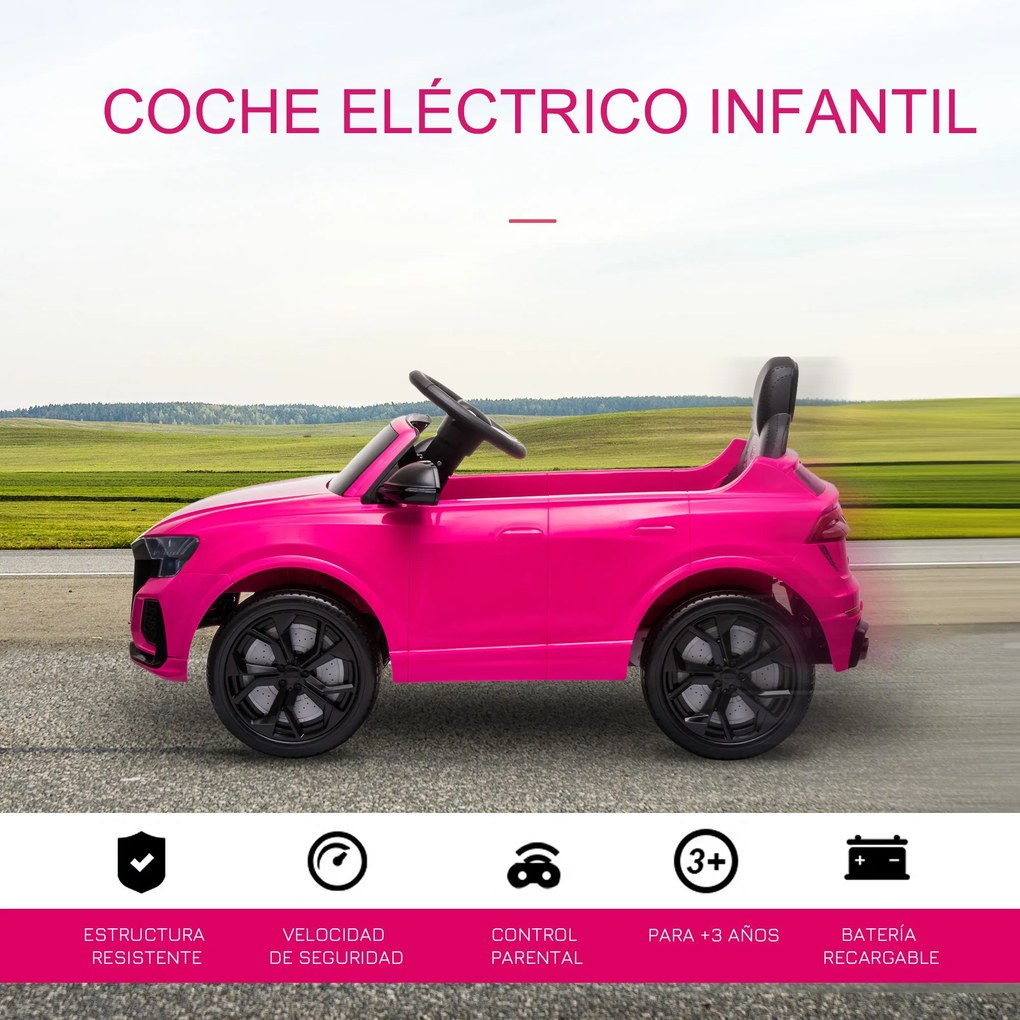 HOMCOM Dětské Elektrické Auto +3 roky Audi RS Q8 Licencované 6V Baterie 2 Motory Dálkové Ovládání MP3 Hudba Klakson Světla Max Rychlost 3km/h 101x62x…
