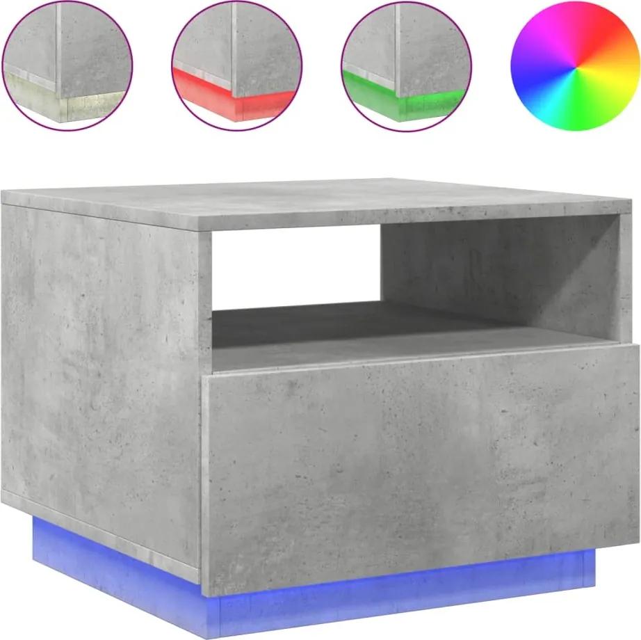 vidaXL Konferenční stolek s LED osvětlením 50 x 49 x 40 cm [839829] Barva: šedá sonoma