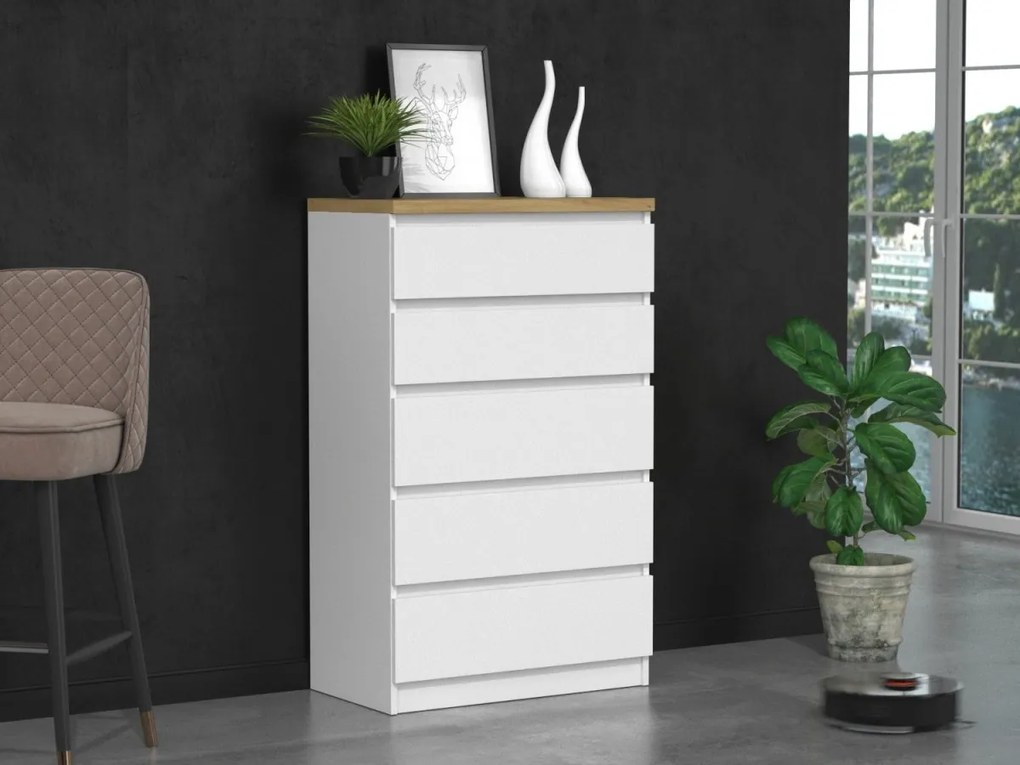 TP Living Komoda ARTISAN M5 bílá - 5 šuplíků