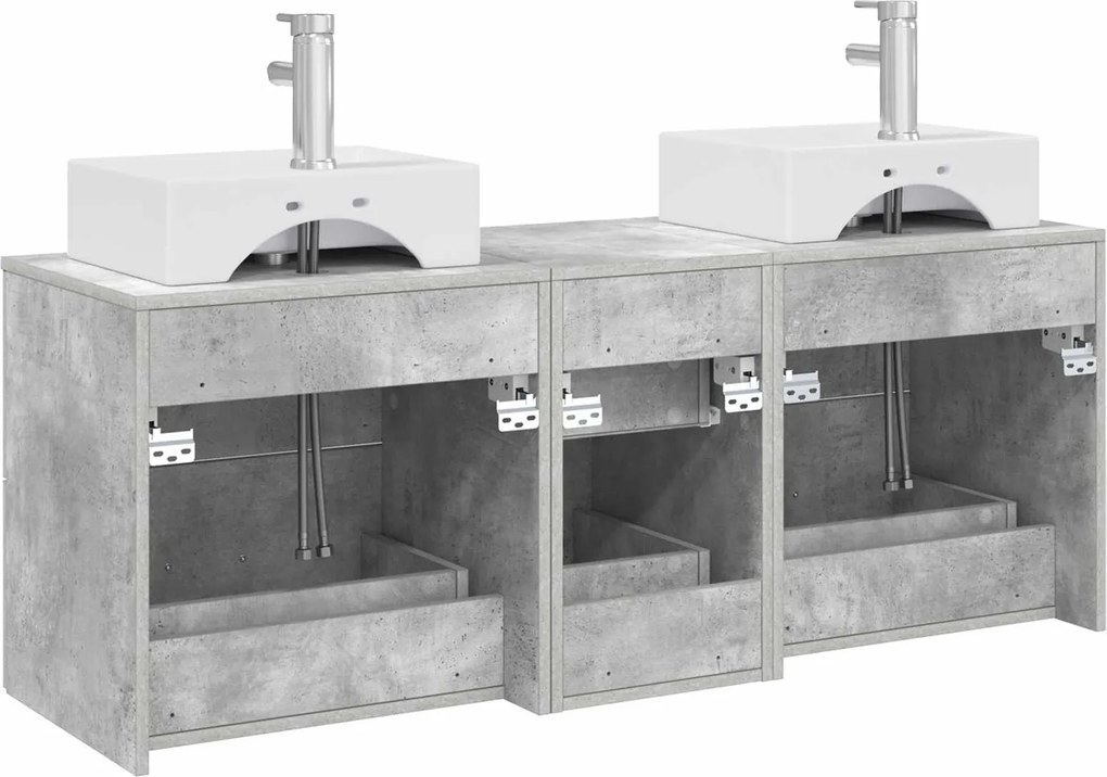 Sada koupelnových skříněk 3 ks Betonově šedá 3405846