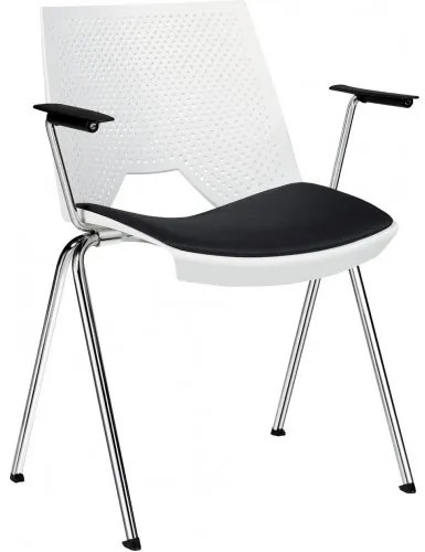 Plastová jednací židle DESIGNE 24 s čalouněným sedákem- nosnost 120 kg - 3D4845