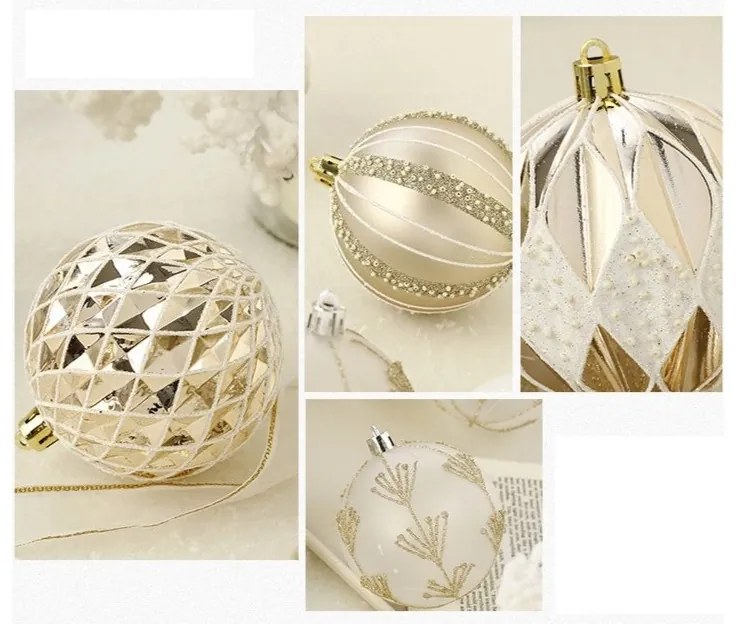 Flamenco Mystique Sada 16 ozdob v balení, 8 cm zlaté, vánoční ozdoby BSN43