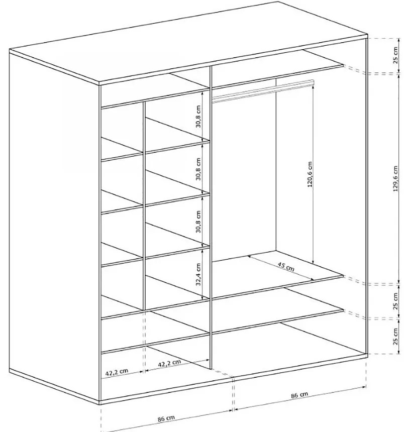 Šatní skříň Moderno se zrcadlem 179 cm dub Artisan