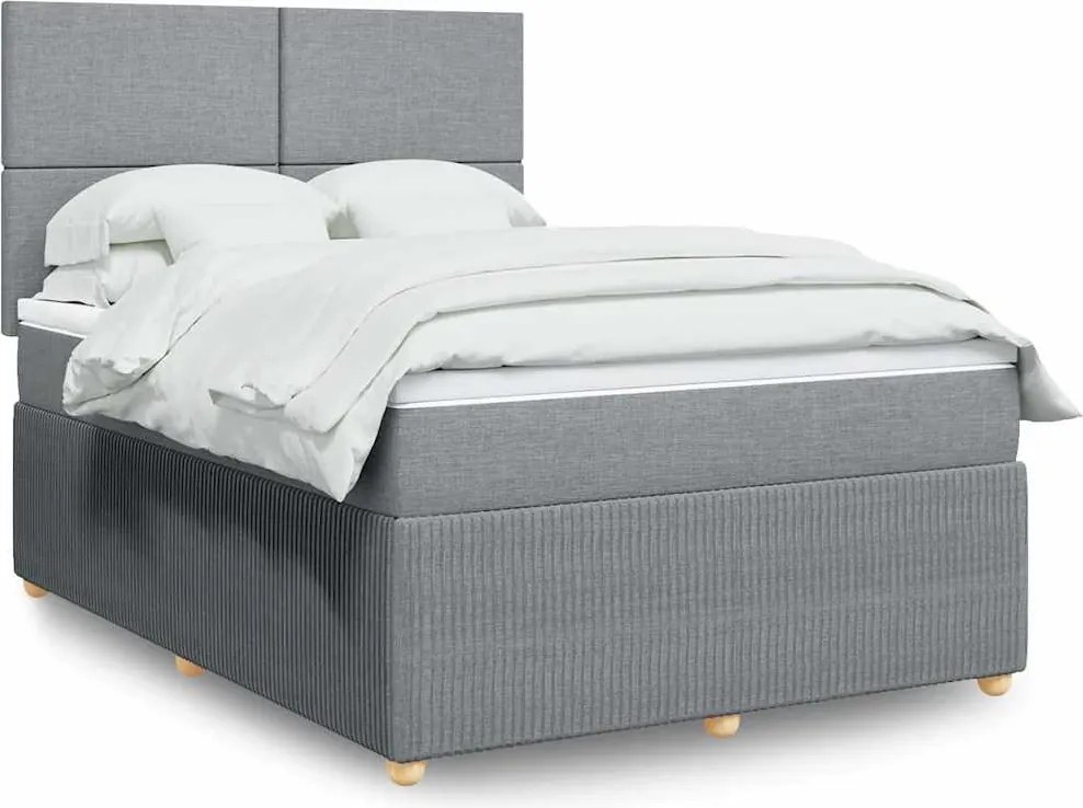 Box spring postel s matrací světle šedá 140 x 200 cm textil 3294372