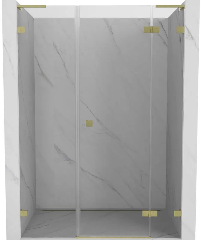 Mexen Lunar L sprchové dveře, pravé 125 cm, průhledné, kartáčované zlaté - 834SL-125-050-55-00-P