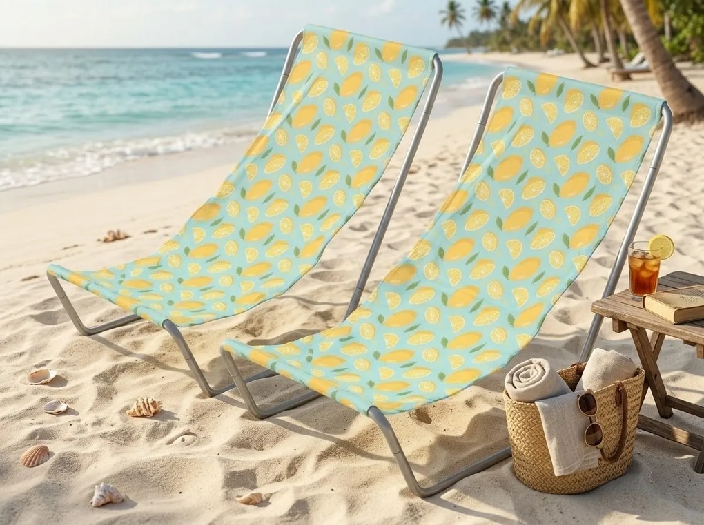 Sada 2 ks skládacích plážových lehátek SAND LEMON, barevné