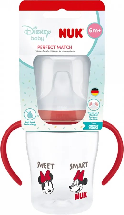 Kojenecká láhev NUK Perfect Match na učení DISNEY Minnie red 150 ml
