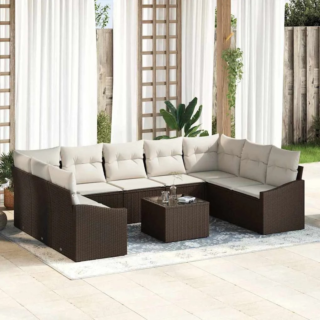 Set pohovek 10 ks Hnědá polyratan 3346888