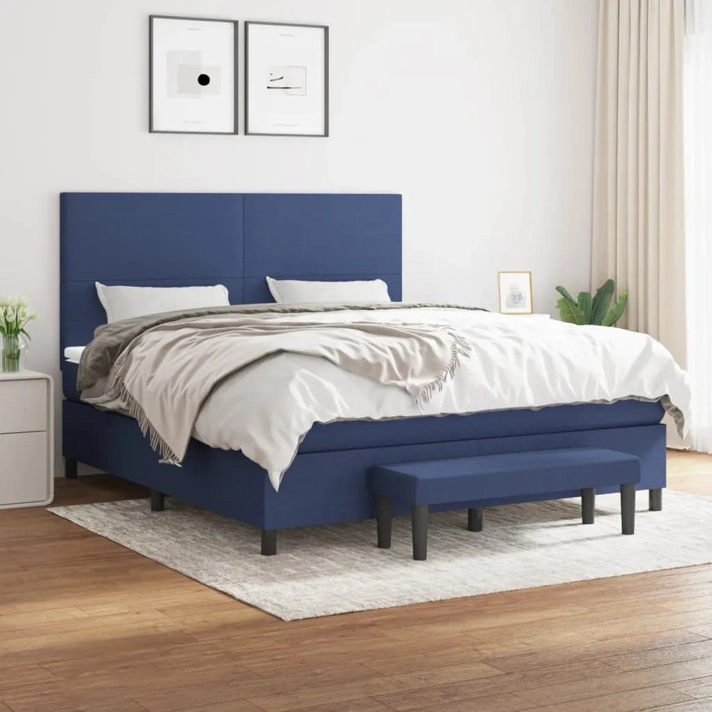 Box spring postel s matrací modrá 160x200 cm textil 3136451
