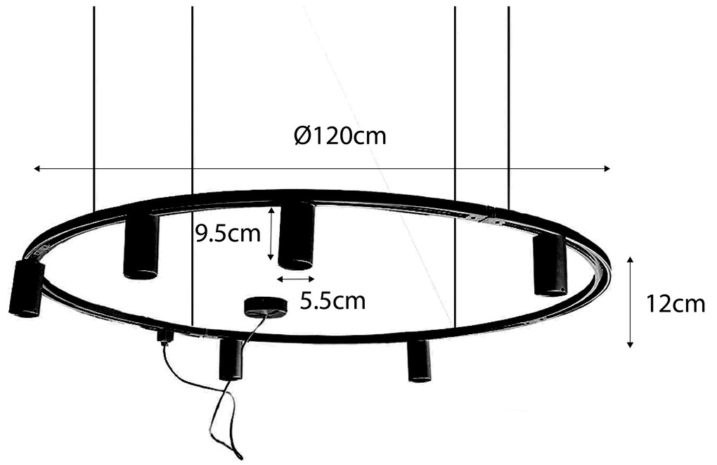 Moderní závěsný kolejnicový systém s 6 bodovými světly bílý 1-fázový GU10 50mm - Iconic Ruby Honey