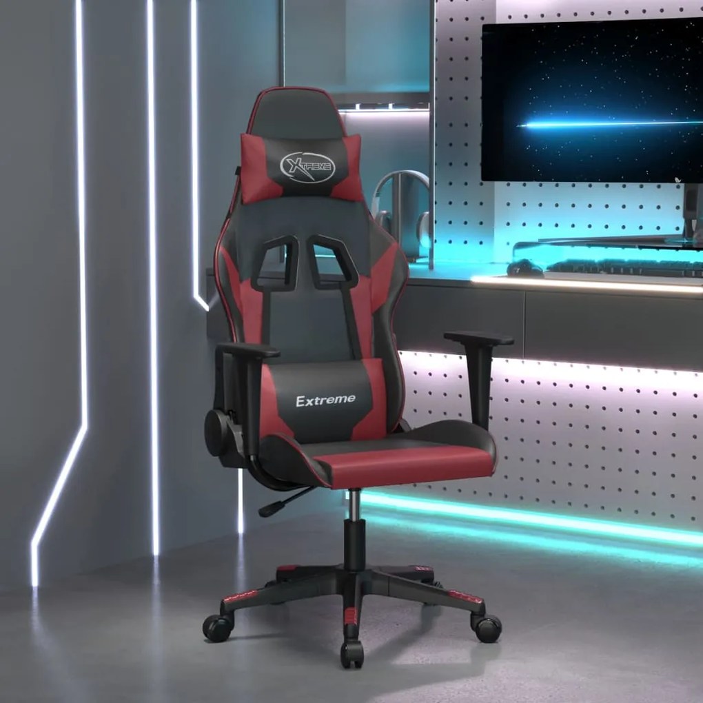 Herní židle černá a vínová umělá kůže 3143694