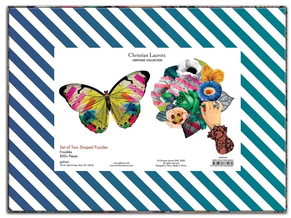 Galison Tvarové puzzle Christian Lacroix Motýl a Kytice v sadě