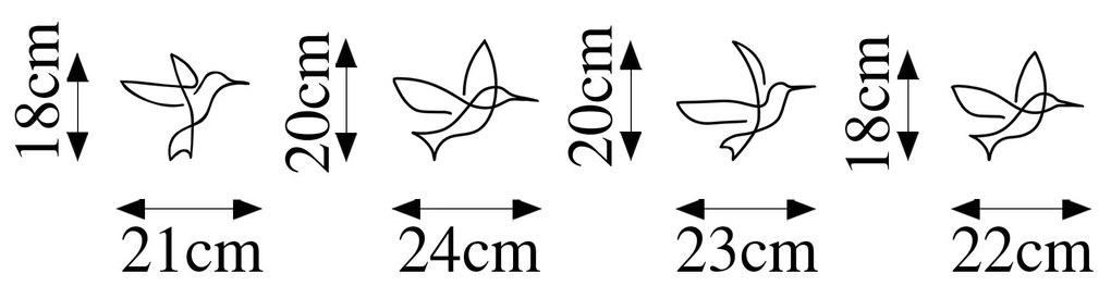 Nástěnná kovová dekorace Birds černá