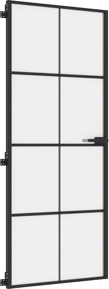 Interiérové dveře úzké černé 83x201,5 cm tvrzené sklo a hliník 155127