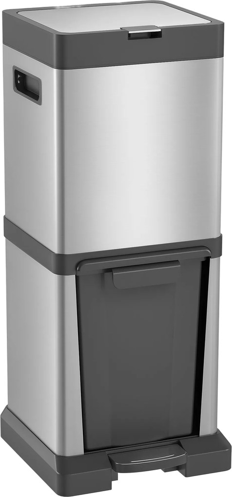 HOMCOM koš na odpad 20 L + 14 L — nerezový pedálový koš s měkkým dovíráním a vyjímatelnými kbelíky, stříbrný (32,5 x 31,5 x 78 cm) | Aosom