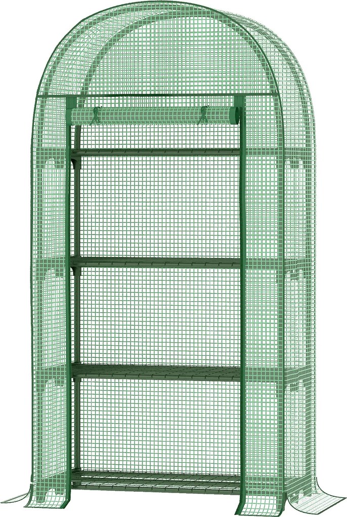 Outsunny Mini Skleník na Balkon s 4 Policemi, Mini Skleník, Zeleninový Skleník, Růstový Dům, Studený Rám, Kov, Zelený, 80 x 49 x 160 cm | Aosom
