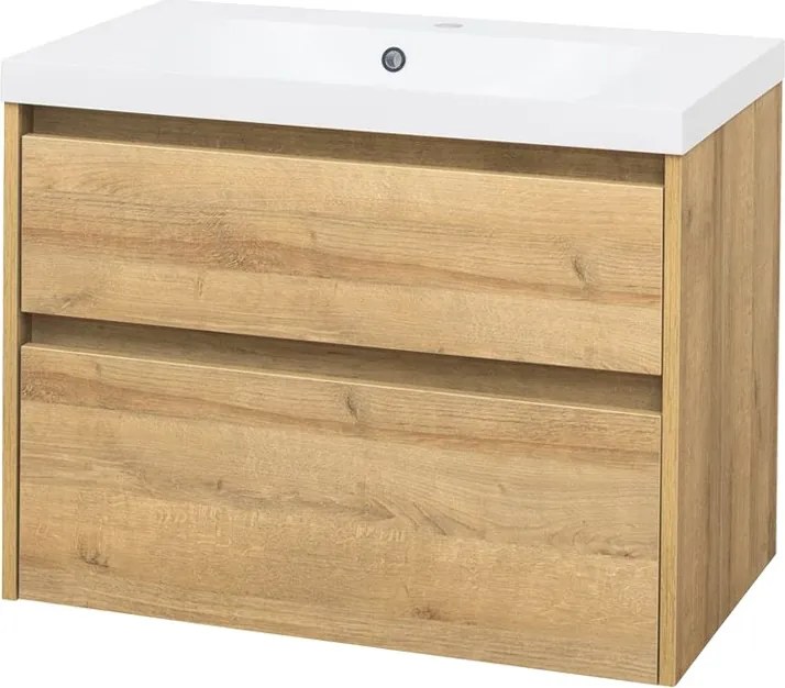 Mereo Mereo, Opto, koupelnová skříňka s umyvadlem z litého mramoru 81 cm, bílá, dub, bílá/dub, černá, CN921M