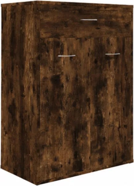 skříňka na boty, botník, 1 zásuvka, 2 dvířka, dřevo, 85x61x36 cm, kouřový dub, Dekorino BB20260064