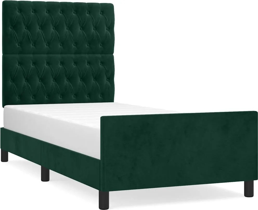 Rám postele bez matrace tmavě zelená 90 x 190 cm samet 3125913