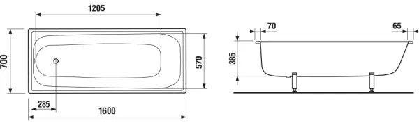 JIKA H2340600000001 - Vana RIGA 160x70 ocel/bílá