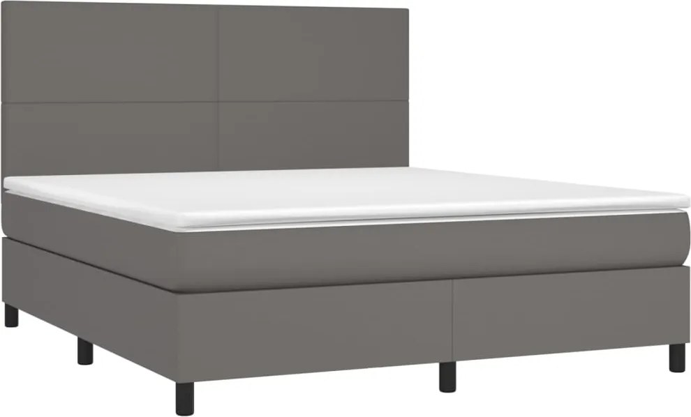 Box spring postel s matrací šedá 160x200 cm umělá kůže 3142735