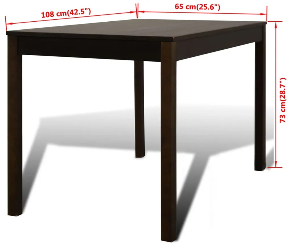 vidaXL Dřevěný stůl se 4 židlemi, hnědá barva
