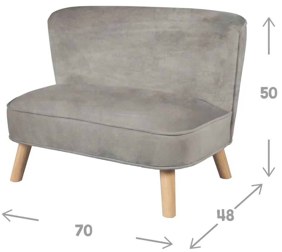 Světle šedá sametová dětská pohovka 70 cm Lil Sofa – Roba