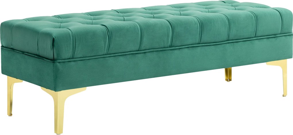 HOMCOM Klasická Chic Léčba Podnožka S Hlavou s Koupelí se Zlatý Skleněné Nohy - Zelený Velvet - 118D x 45Š x 42V cm