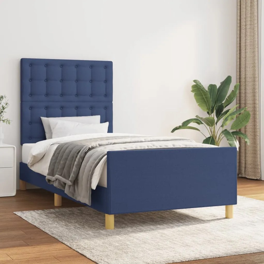 Rám postele bez matrací modrá 90x200 cm textil 3125355