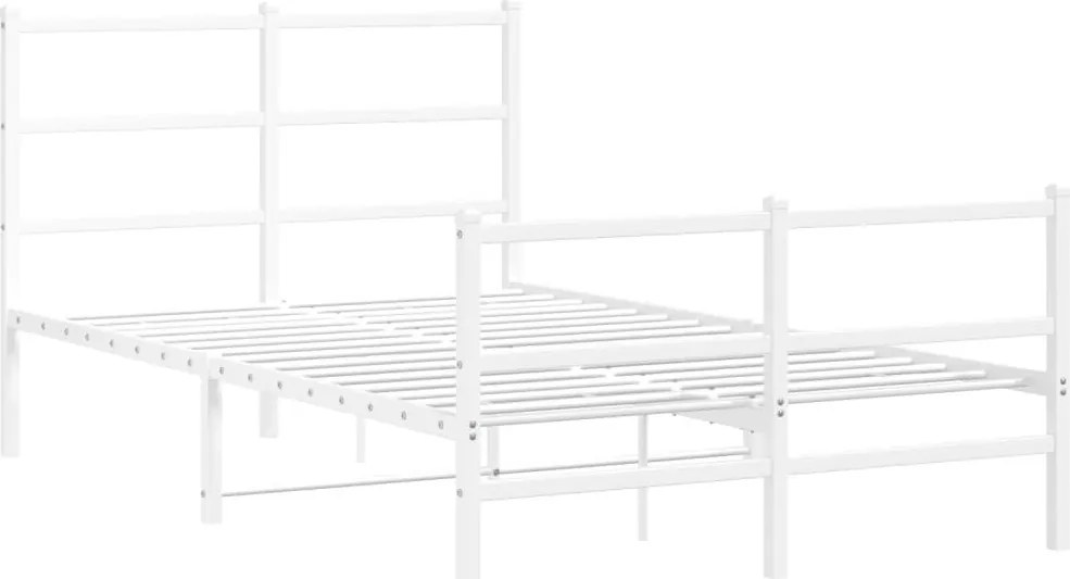 vidaXL Kovový rám postele s hlavovým a nožním čelem 120 x 190 cm [355429] Barva: Bílá