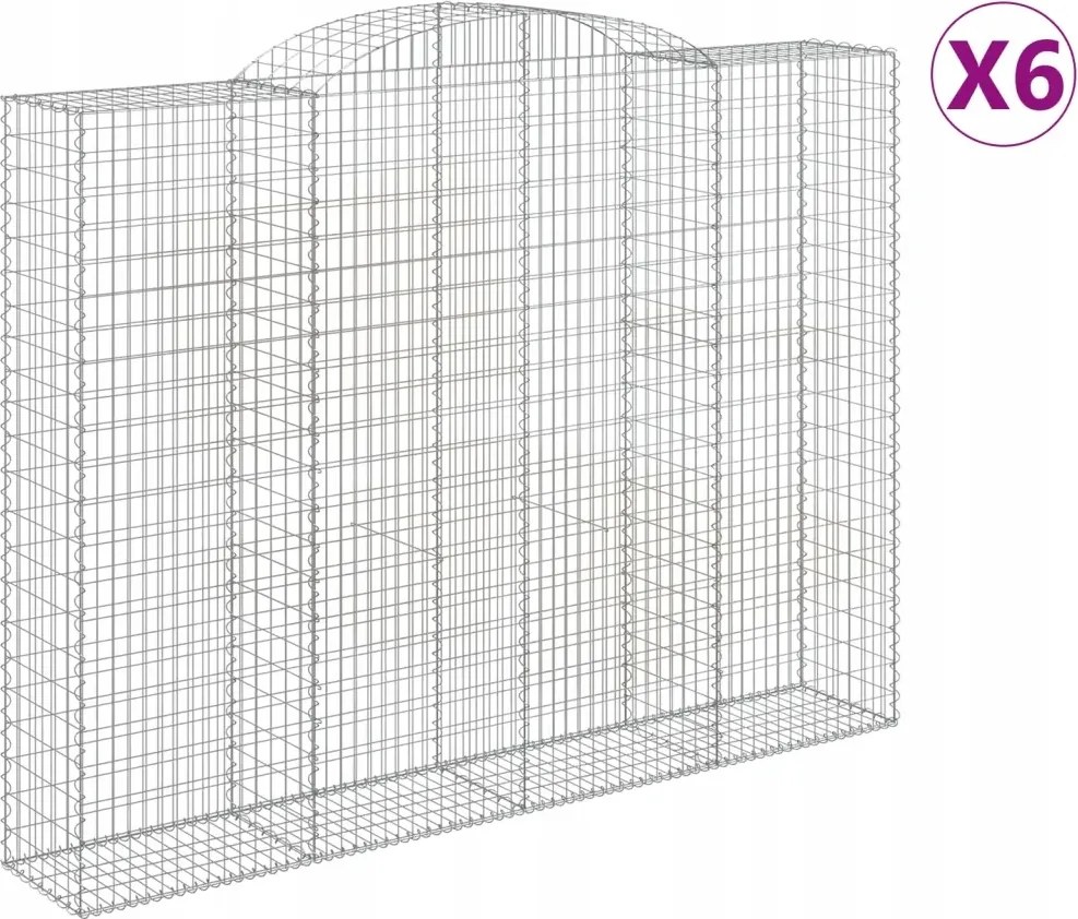 vidaXL Gabionové koše, 6 ks, 300x50x220/240 cm, galvanizované železo
