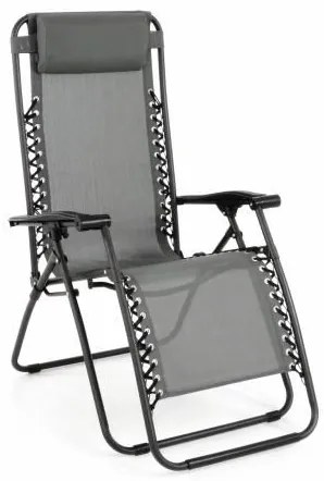 Zahradní kovová židle / lehátko 2v1, houpací provedení, šedé