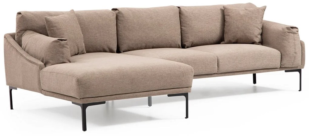 Designová rohová sedačka Pallavi 255 cm hnědá - levá