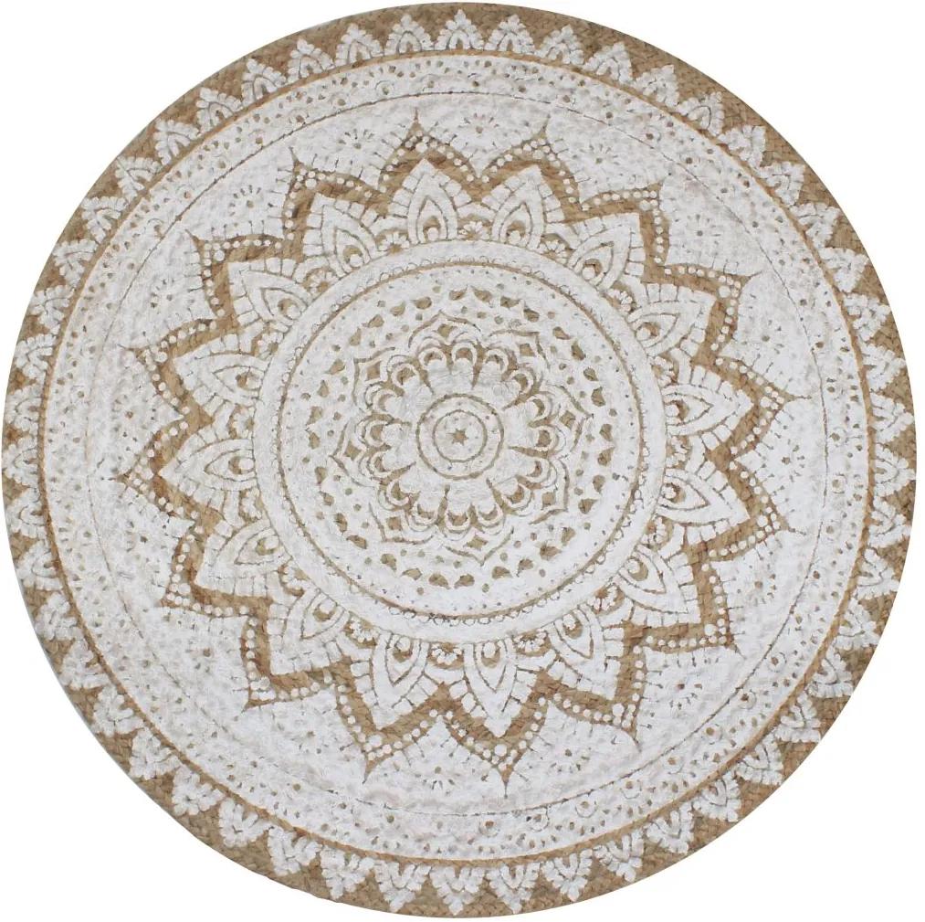 Kusový koberec ze splétané juty s potiskem - kulatý | 120 cm