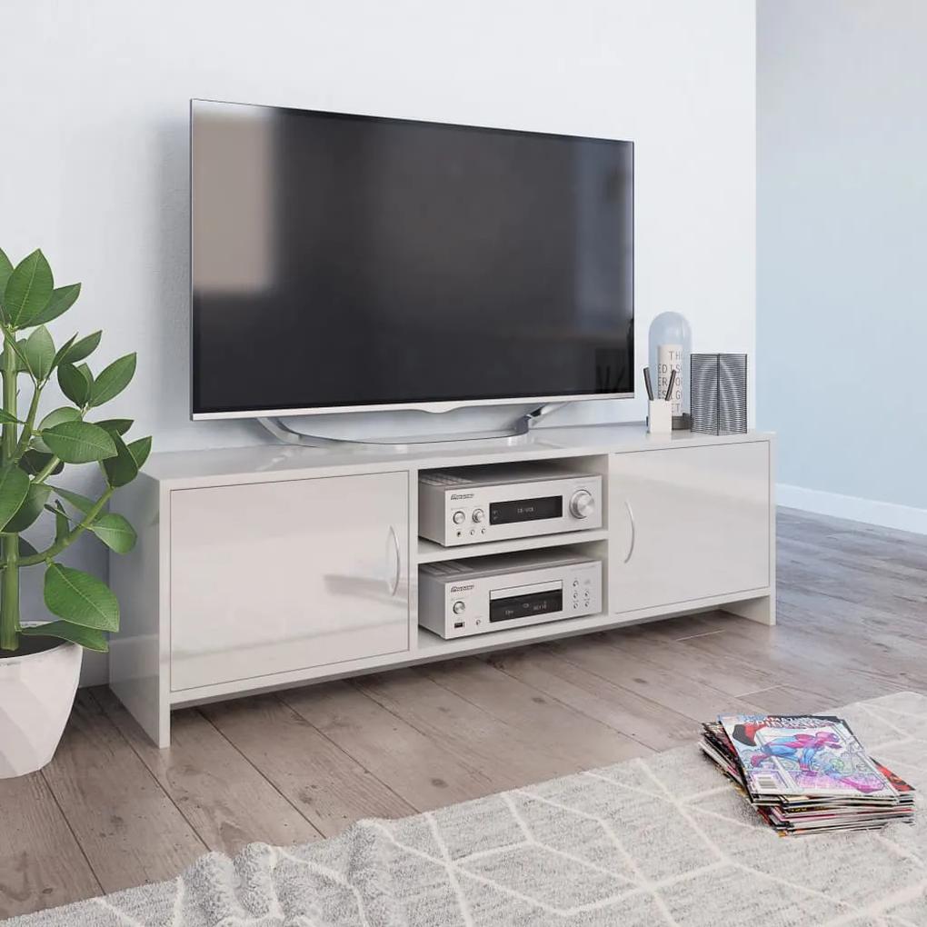 800285 vidaXL TV stolek bílý s vysokým leskem 120 x 30 x 37,5 cm dřevotříska