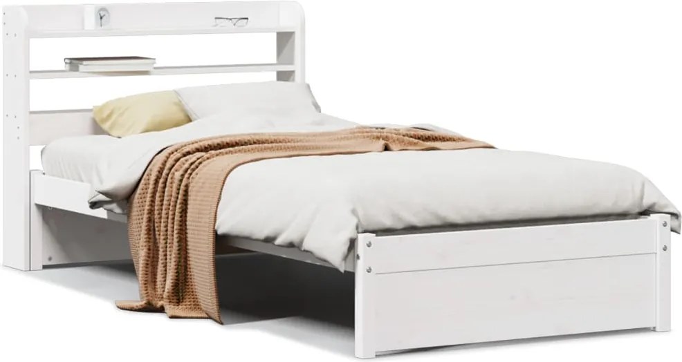 Rám postele s čelem bílý 75 x 190 cm masivní borovice 3306721