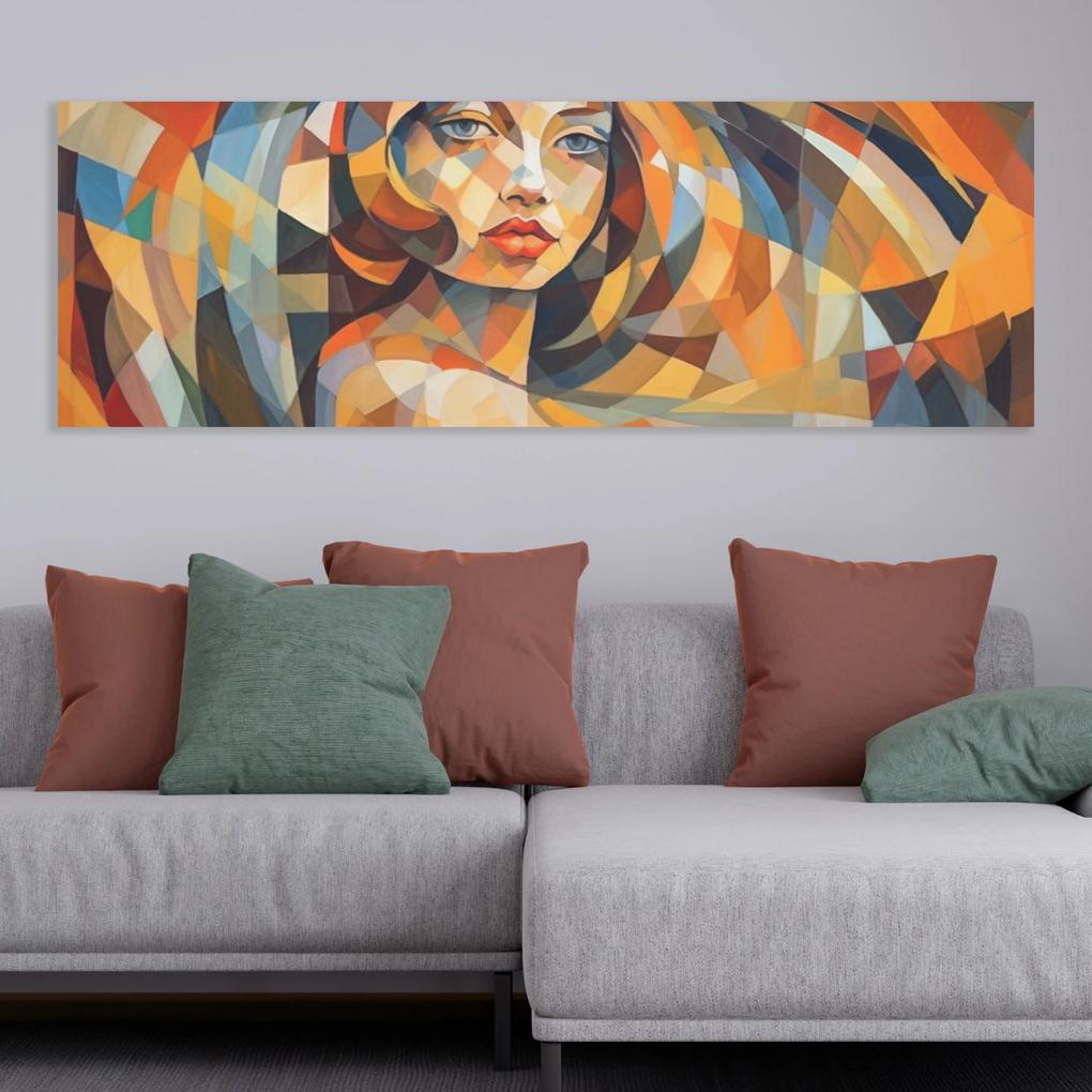 Obraz na plátně - Modrooká žena, abstrakce FeelHappy.cz Velikost obrazu: 210 x 70 cm