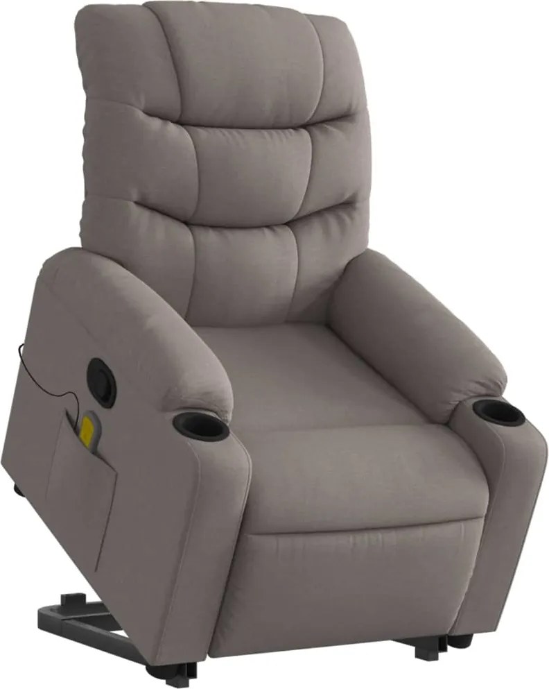 Zvedací masážní polohovací křeslo taupe textil 3206661