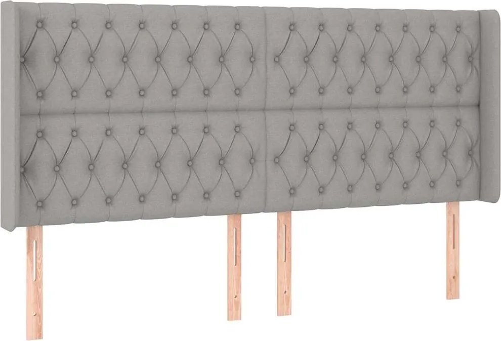 Čelo postele typu ušák světle šedé 203x16x118/128 cm textil 3119938