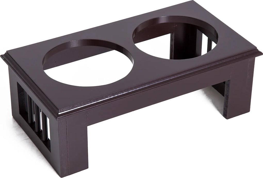 PawHut sada misek pro psy 2 nerezové misky na krmivo, zvýšená miska pro kočky, MDF, snadná údržba, káva, 44x24x15cm| Aosom