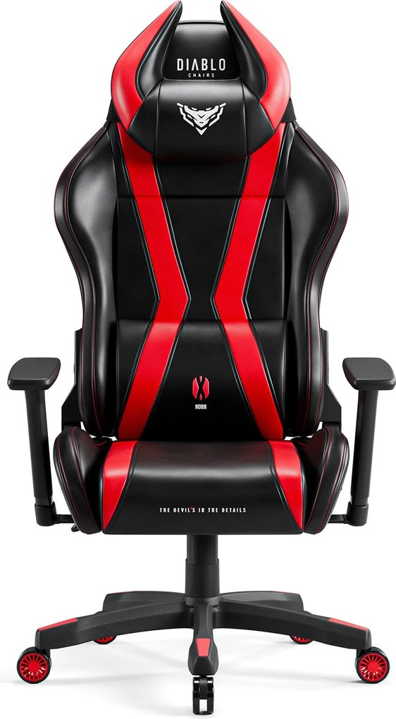 Herní židle z ekokůže Small Size, černý-červený: Diablo X-Horn 2.0