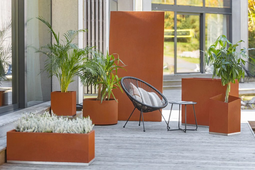 COYOTTO Květináč Corten Steel Bormeo kulatý 40 x 60 cm