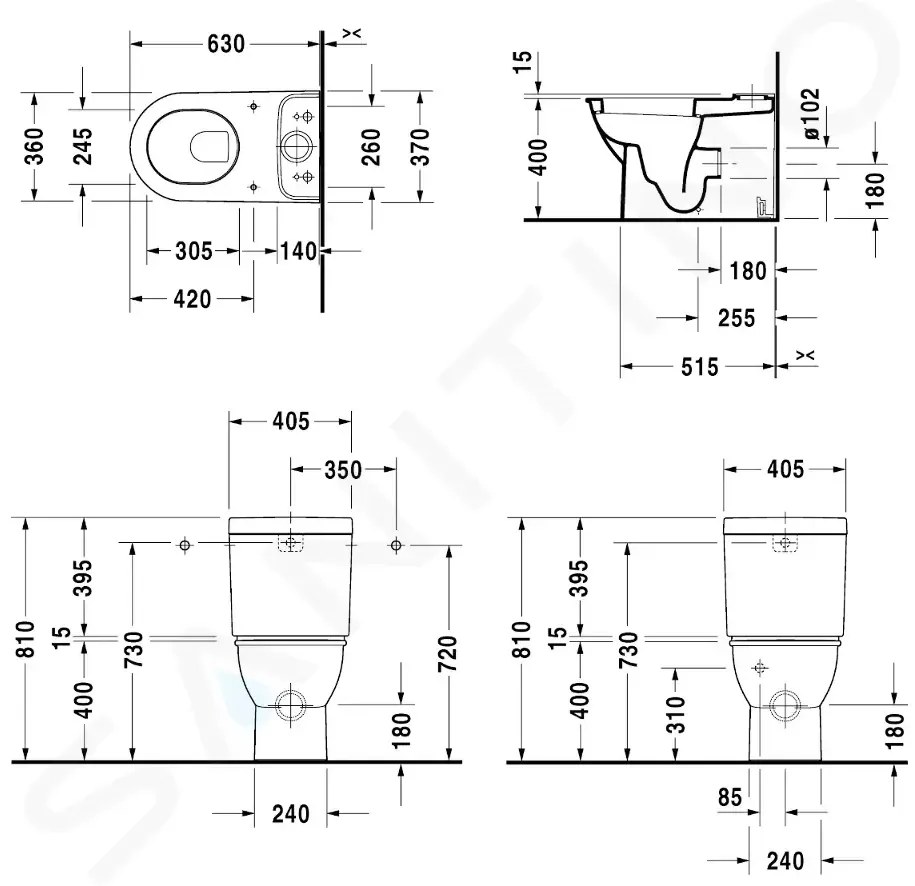 DURAVIT - Darling New WC kombi mísa, Vario odpad, bílá (2138090000)