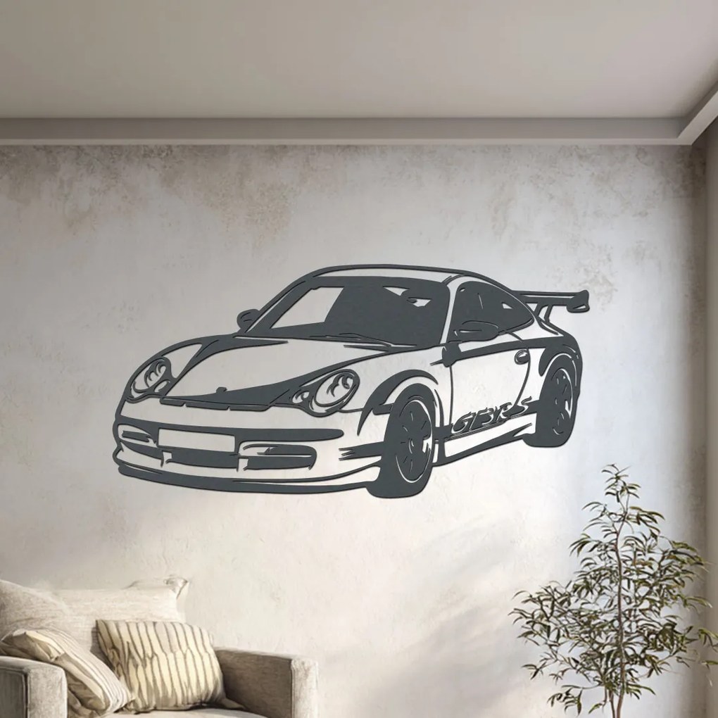 dřevo života Dřevěný obraz Porsche 911 GT3 RS Zvolte rozměr (cm): 80x39, Zvolte barvu dekoru: Černá