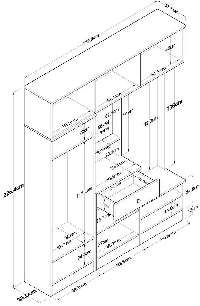 Předsíňová sestava Ewa White and Walnut