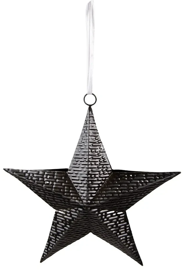 Černá antik závěsná kovová hvězda - 25*6*27 cm | BIANO