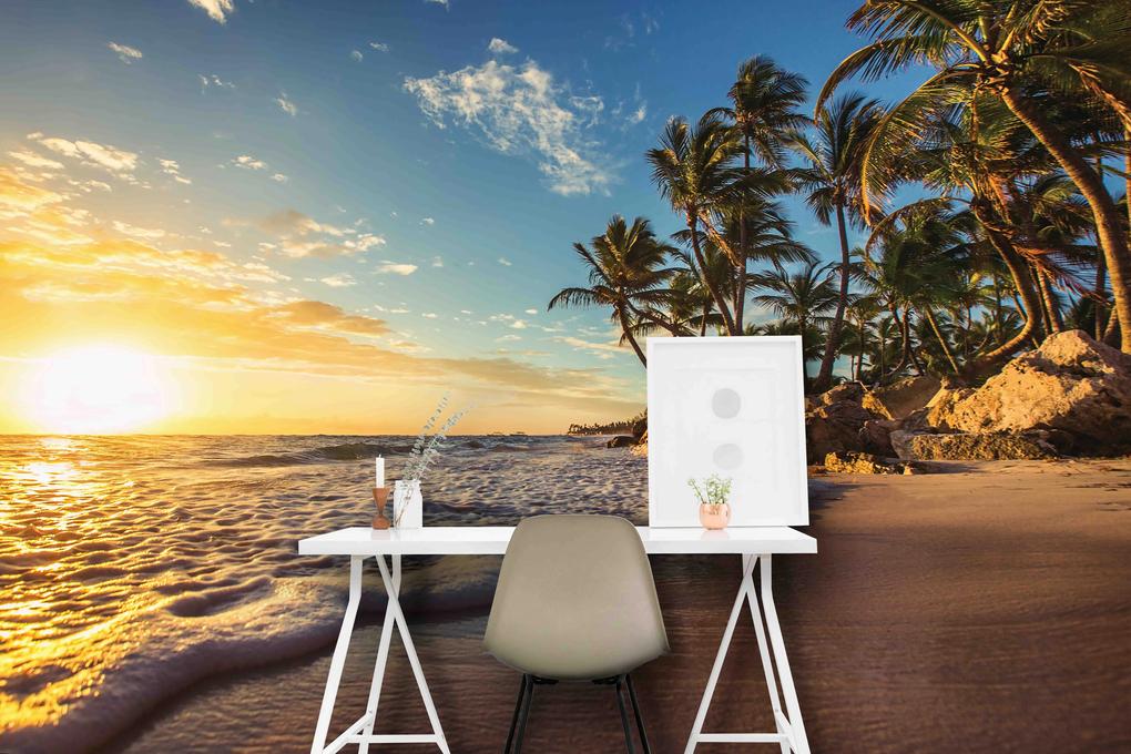 Malvis ® Tapeta Pláž při západu slunce Vel. (šířka x výška): 288 x 200 cm